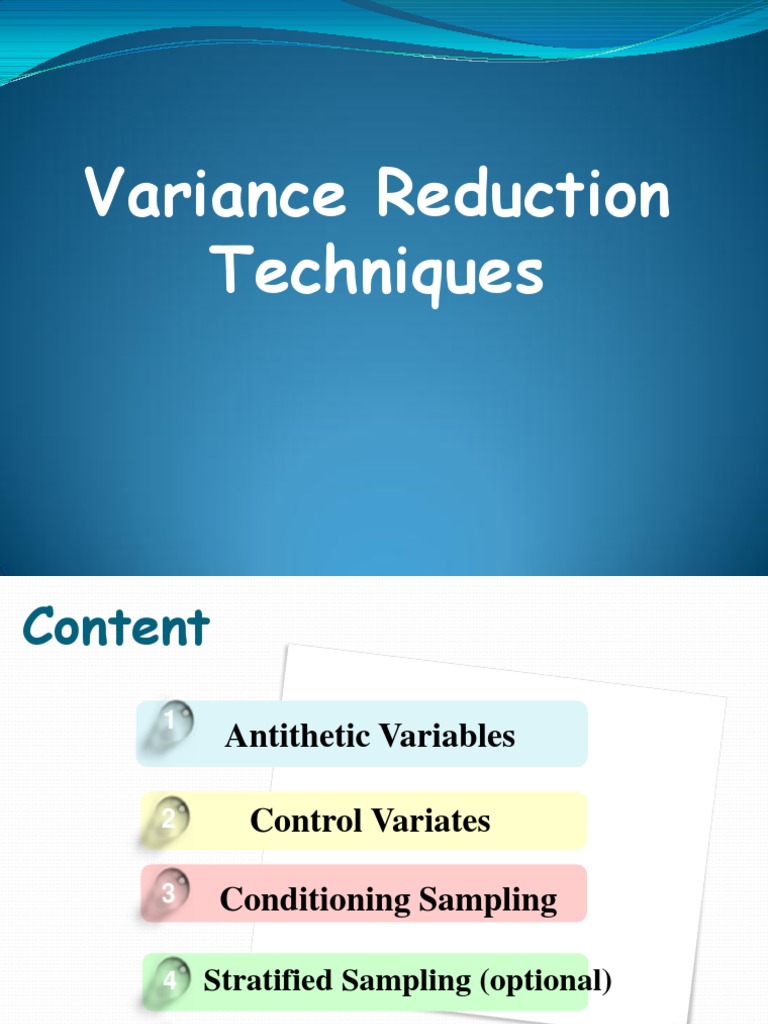 Variance Reduction Techniques 1 | PDF | Variance | Estimator