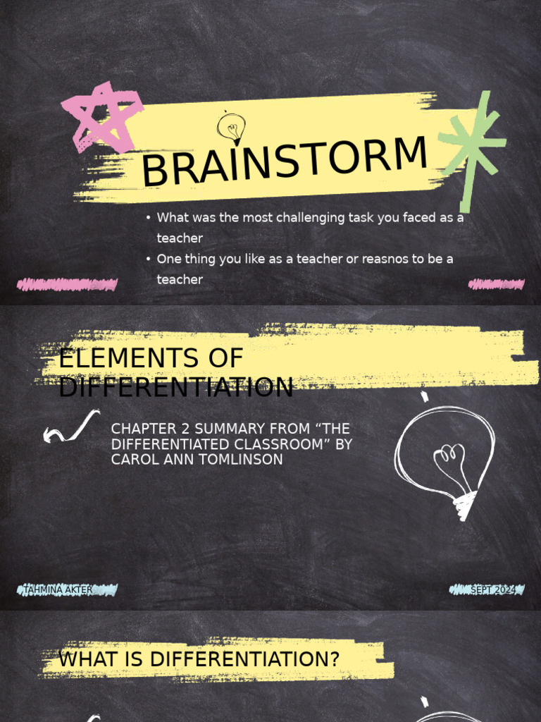 Black and White Chalkboard Brainstorm Presentation | PDF | Learning ...