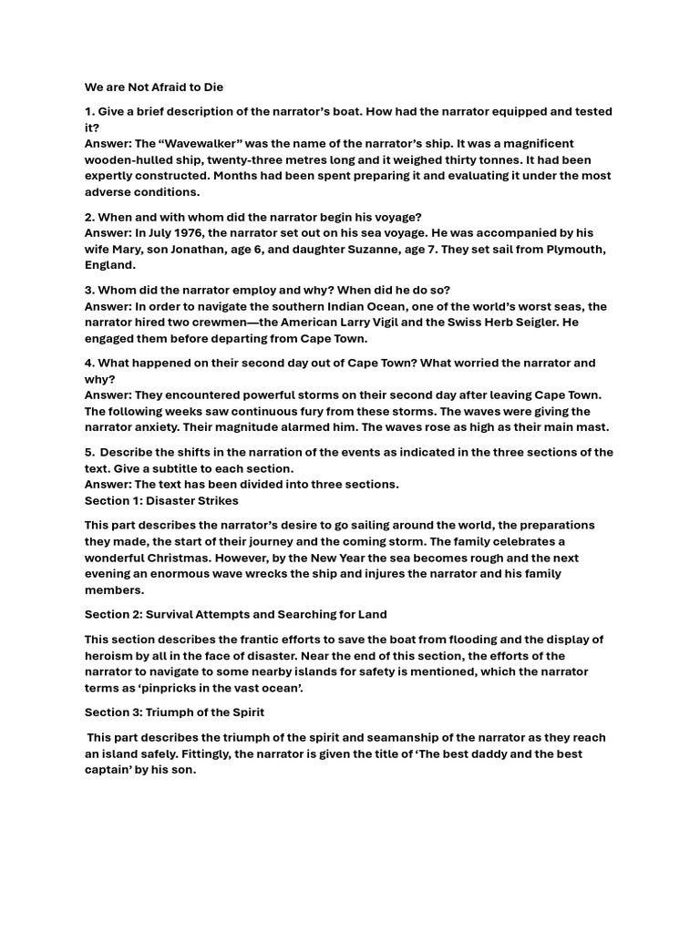 We Are Not Afraid To Die Notes | PDF
