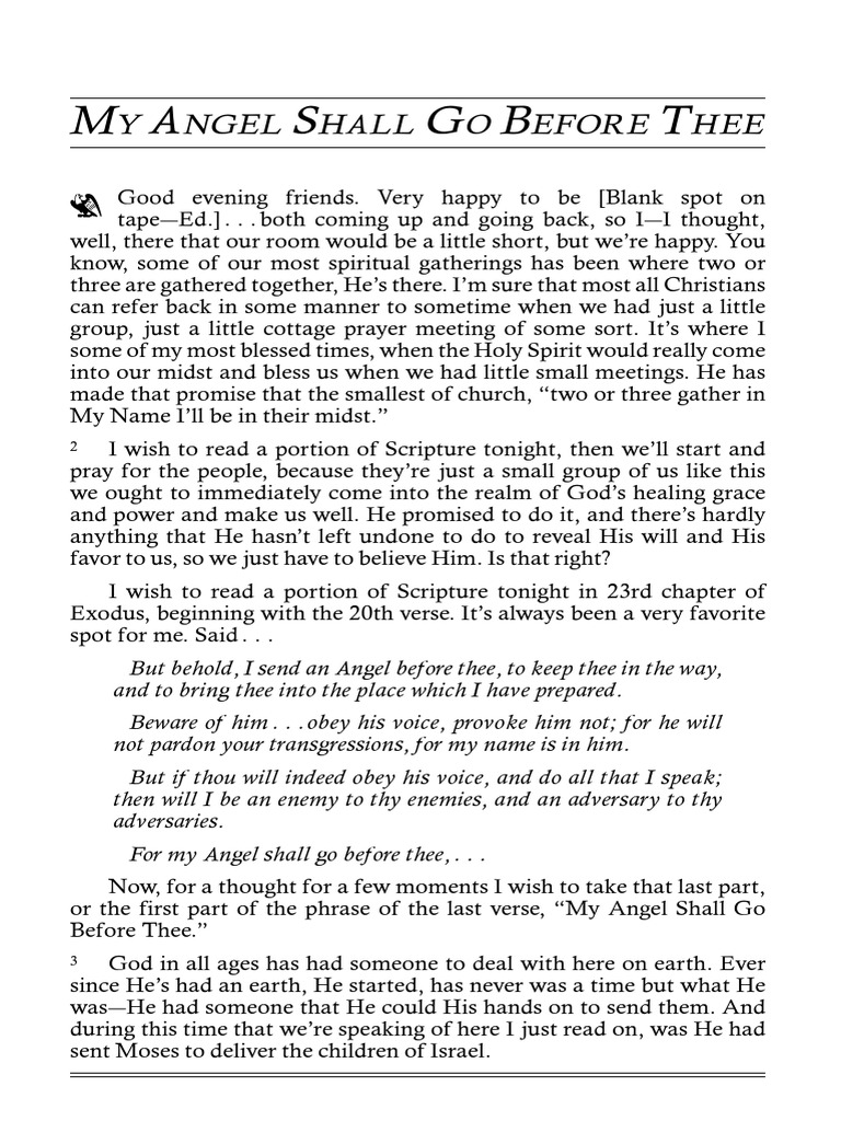 53-0216 My Angel Shall Go Before Thee VGR | PDF | God The Father | Jesus