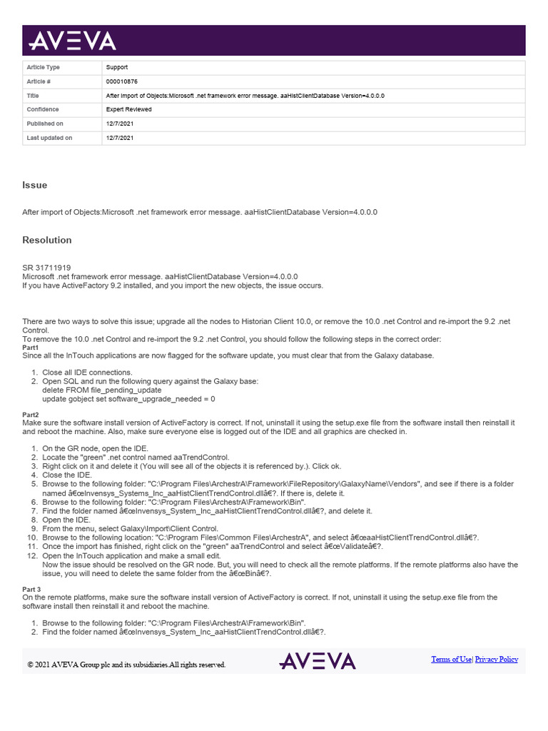 After Import of Objects - Microsoft .Net Framework Error Message ...