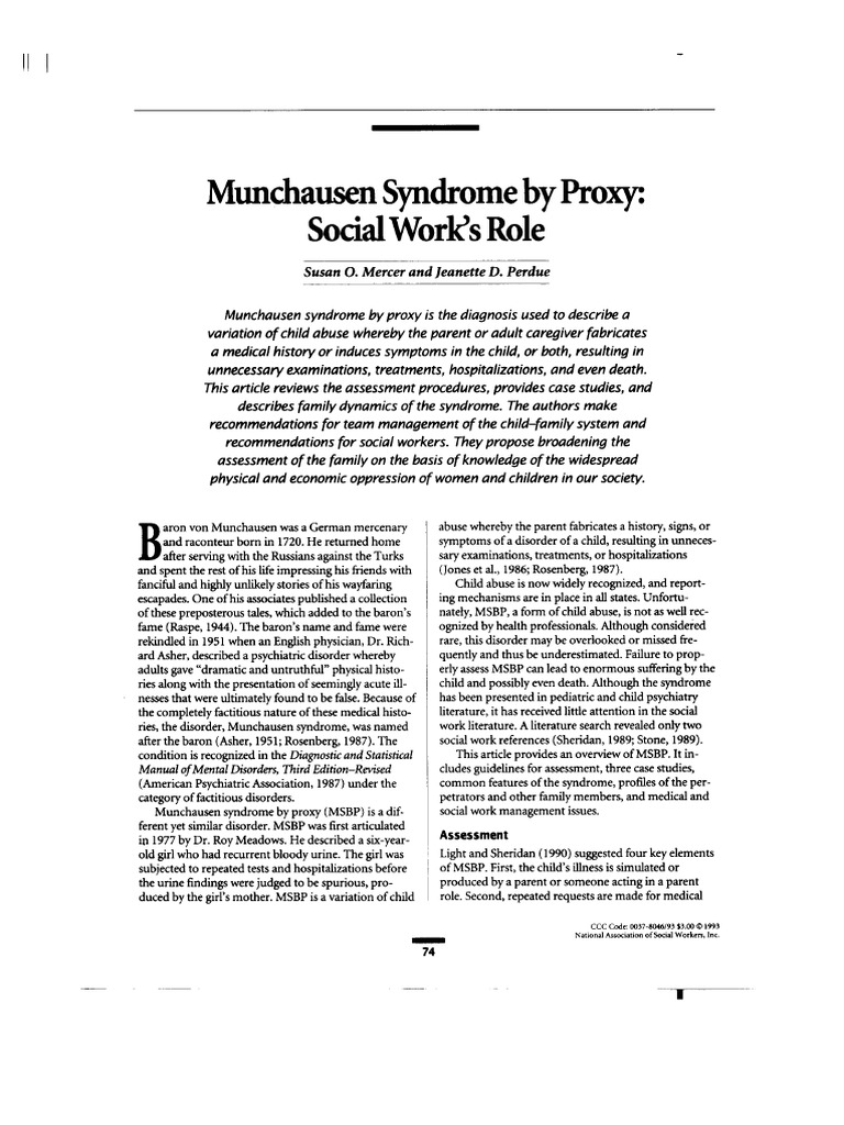Munchausen Syndrome by Proxy | PDF