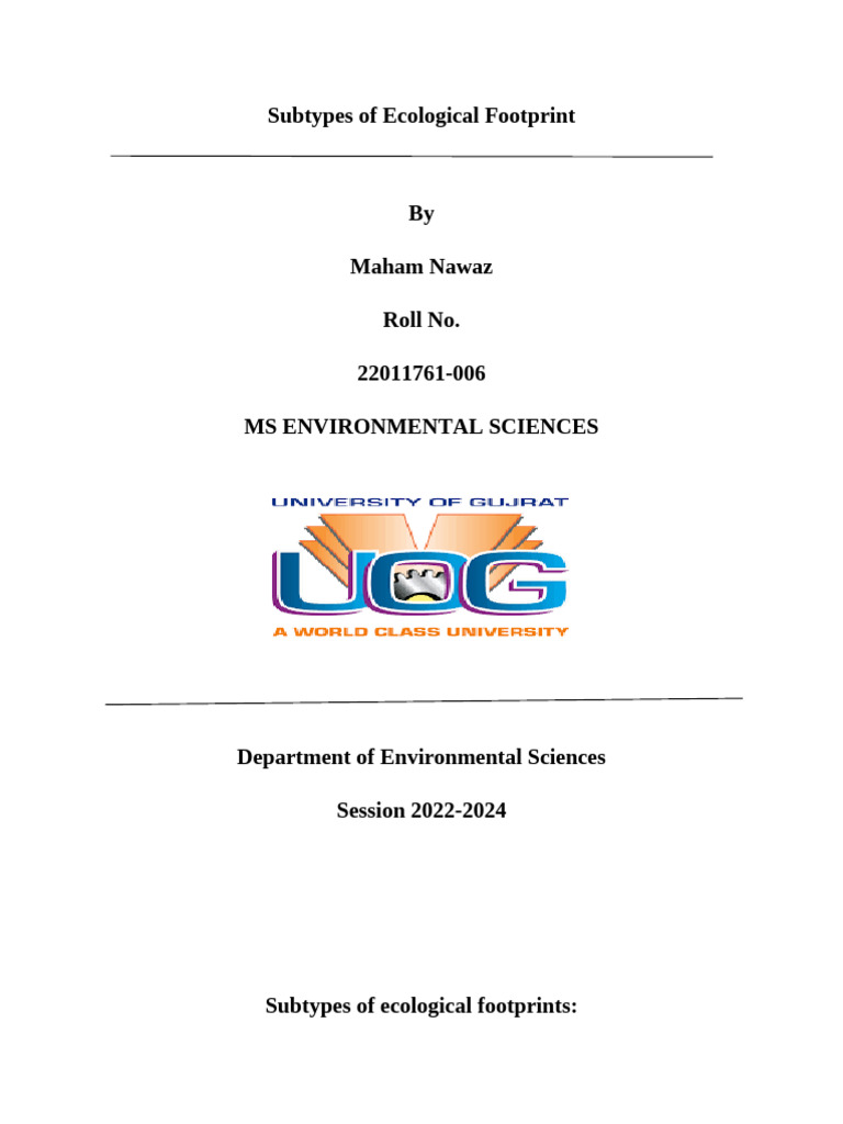Understanding Ecological Footprint Types | PDF | Agriculture | Grazing