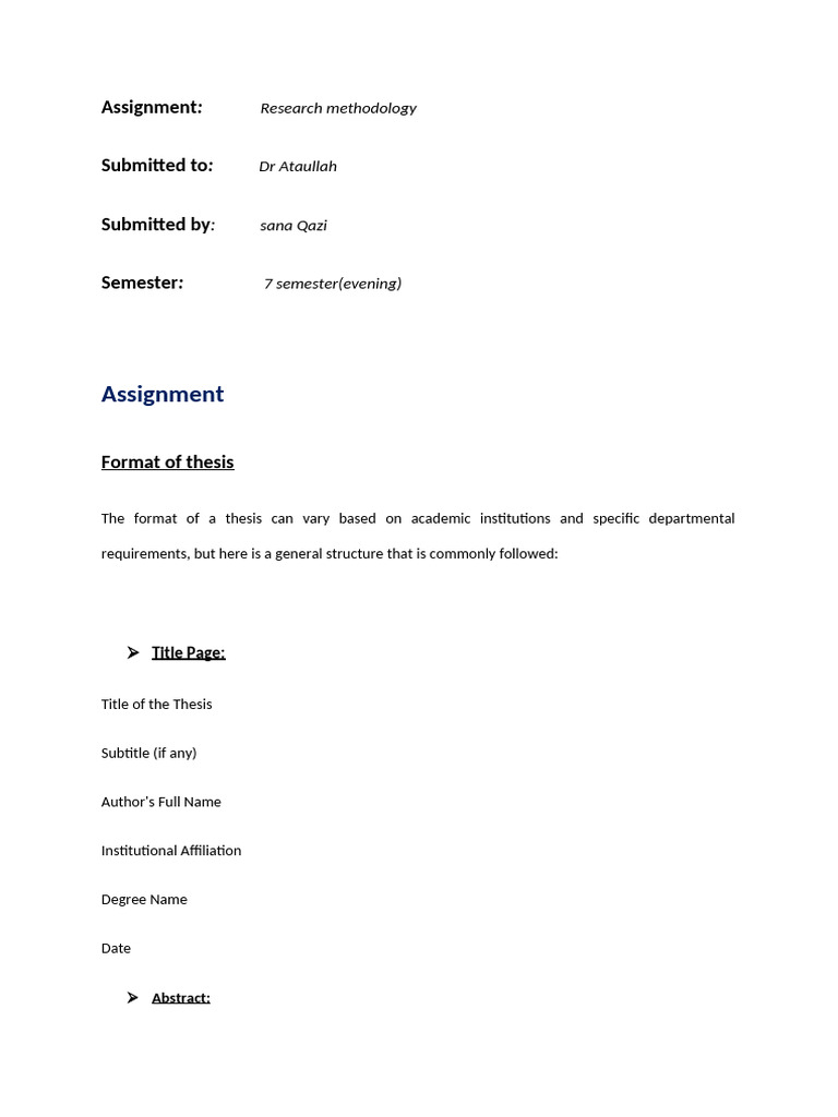 Thesis Format and Structure Guide | PDF