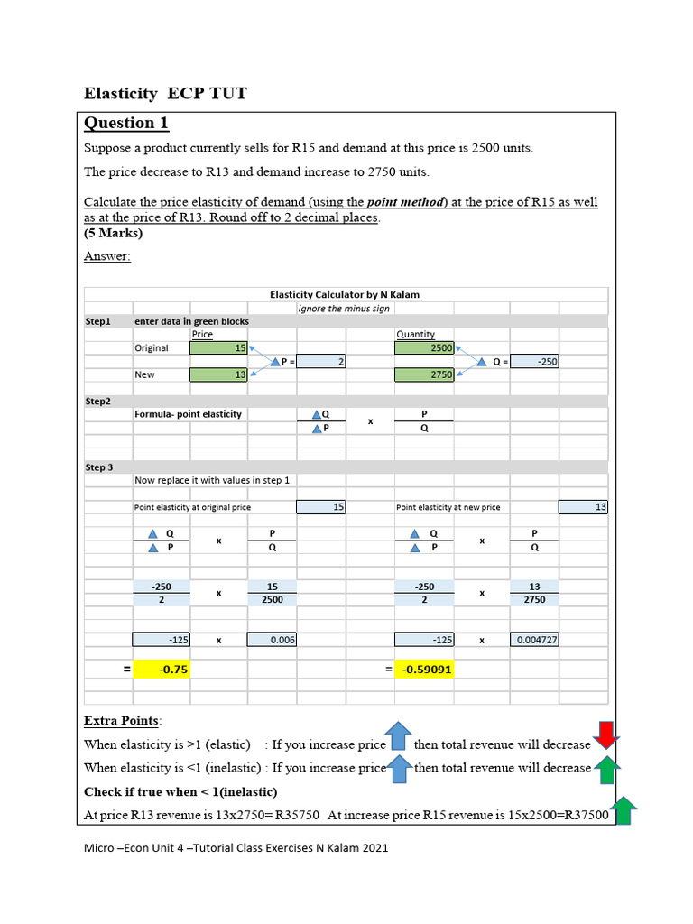 Micro Unit 4 - Elasticity Tutorial Exercises 2021 | PDF | Price ...