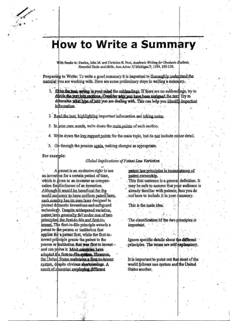 How To Write A Summary | PDF