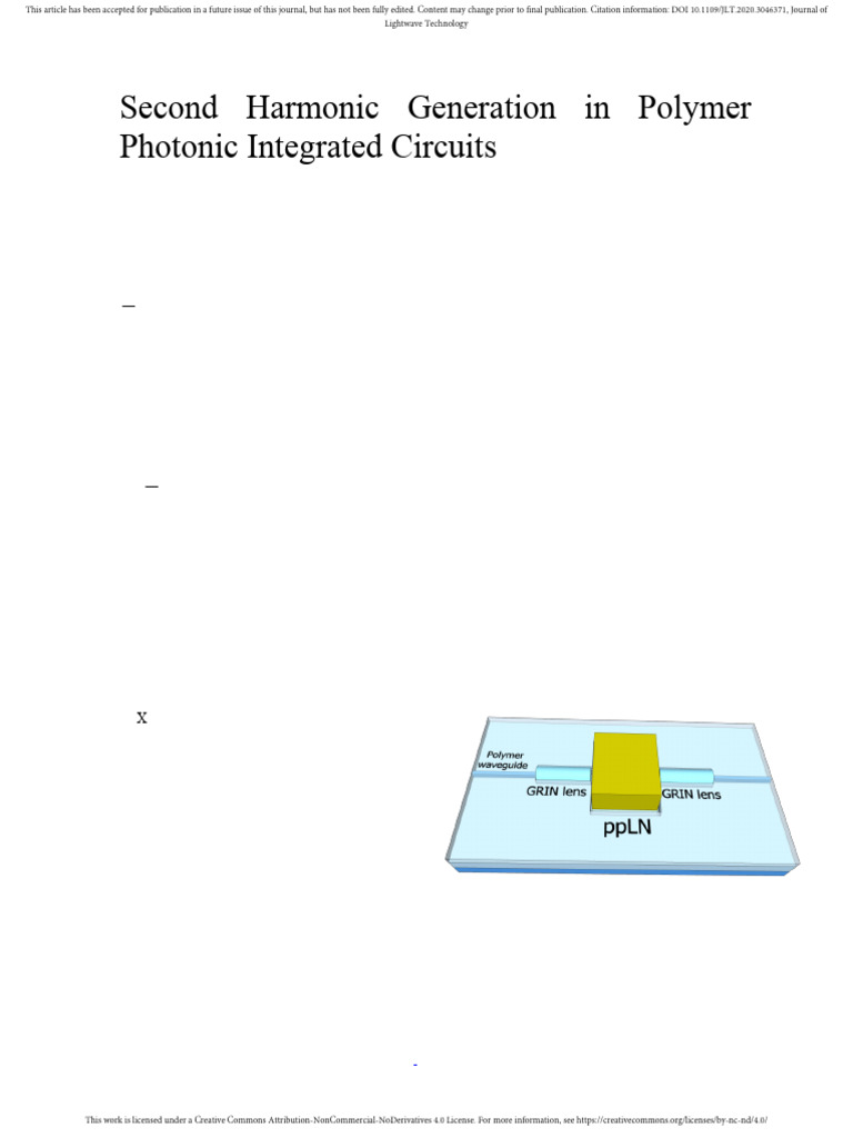 Second Harmonic Generation in Polymer Photonic Int | PDF | Nonlinear Optics | Optics
