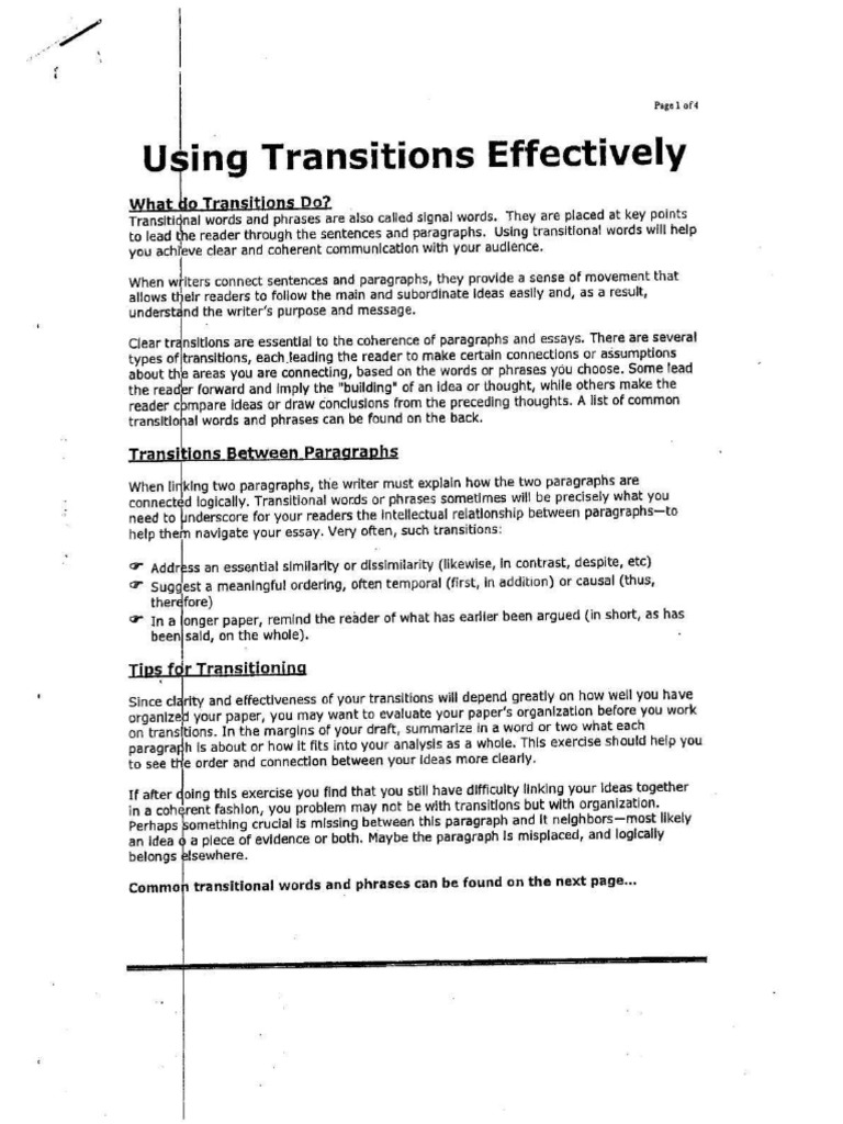 Transitional Words Practice Worksheet | PDF