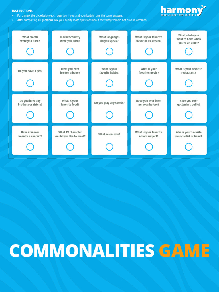 Grade 3 CommonalitiesGame Gameboard 1 | PDF