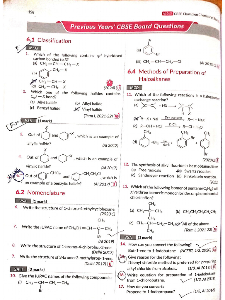 Haloalkane & Halo Arane PYQs | PDF