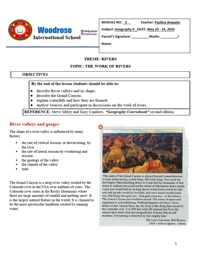 Geographyy 9 Module 3 Term 2 | PDF | Canyon | Valley