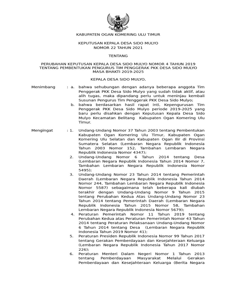 SK PKK Perubahan & Dasa Wisma 2024 - Edit | PDF