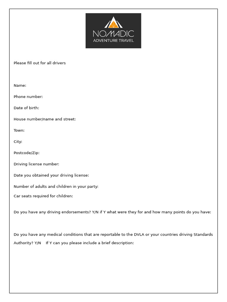 Driver Information and Medical Disclosure Form | PDF