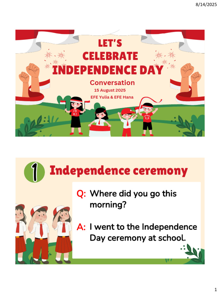 SD - Let's Celebrate Independence Day Conversation (15-08-2025) | PDF