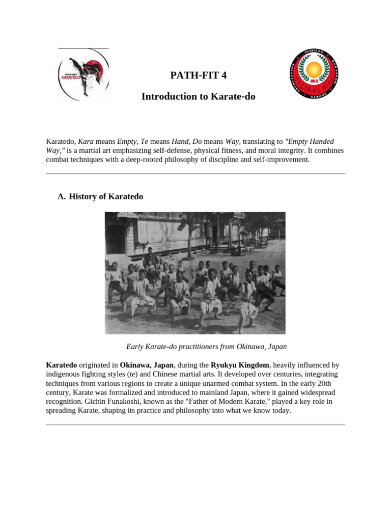 PATHFIT 3 4 Introduction To Karatedo | PDF | Shotokan | Karate