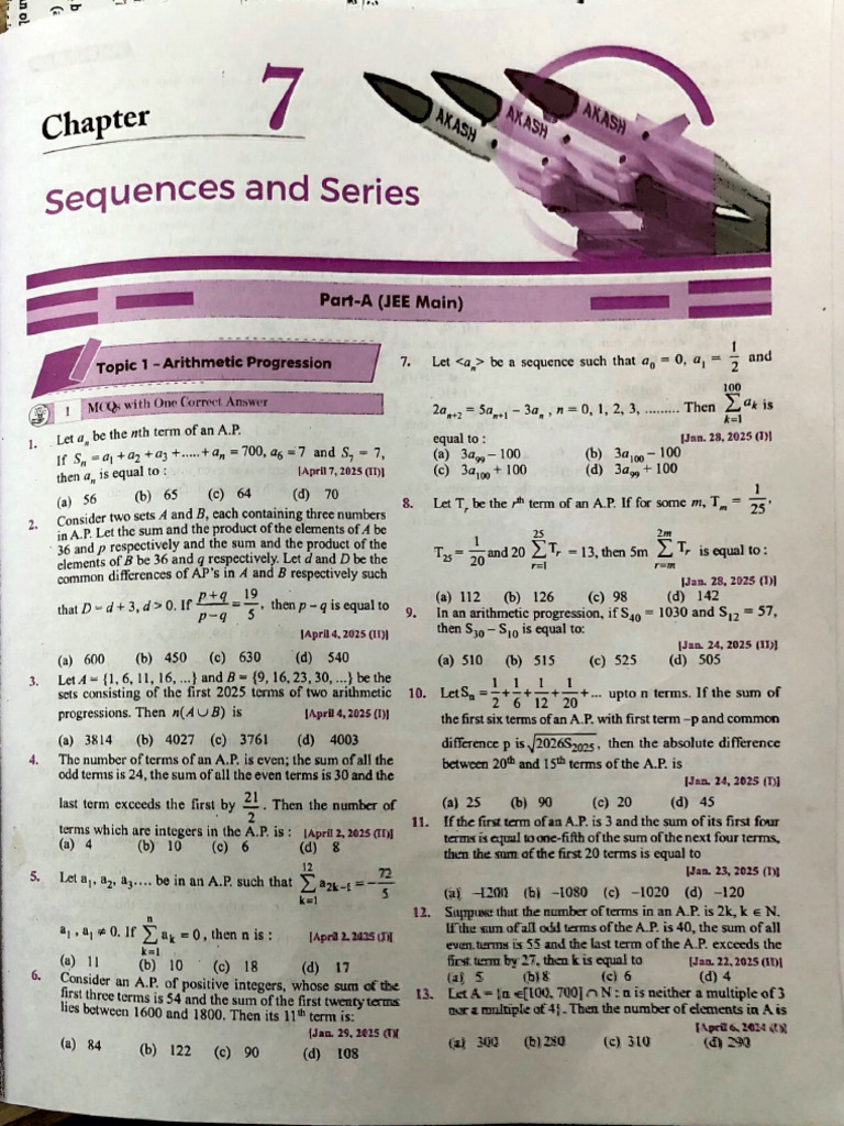 Sequence and Series PYQs | PDF | Discrete Mathematics | Mathematical Analysis