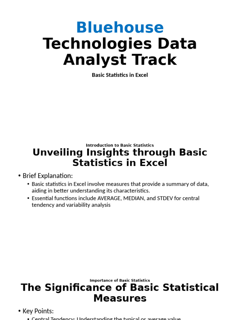 Basic Statistics in Excel Guide | PDF | Statistics | Standard Deviation