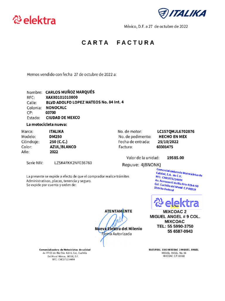 Carta Factura | PDF