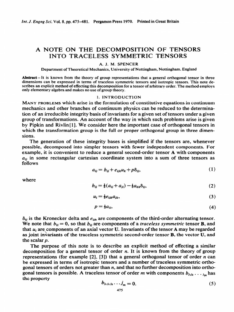 Decomposition of Tensors Into Symmetric Traceless Tensor | PDF | Tensor ...