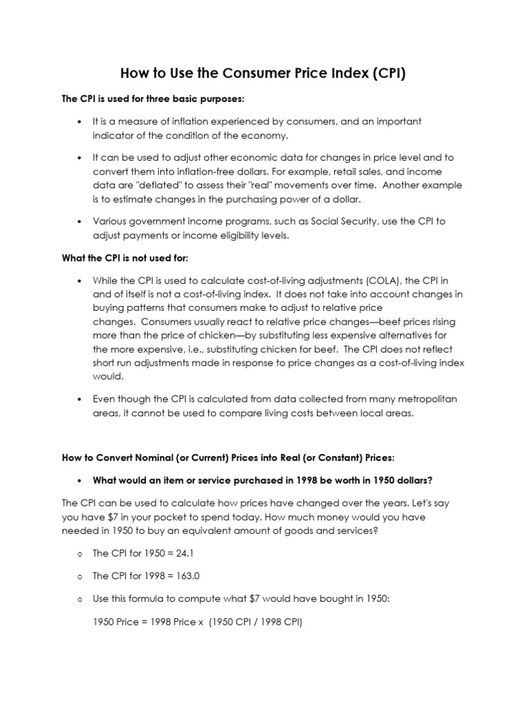 How To Use CPI Data | PDF | Cost Of Living | Consumer Price Index