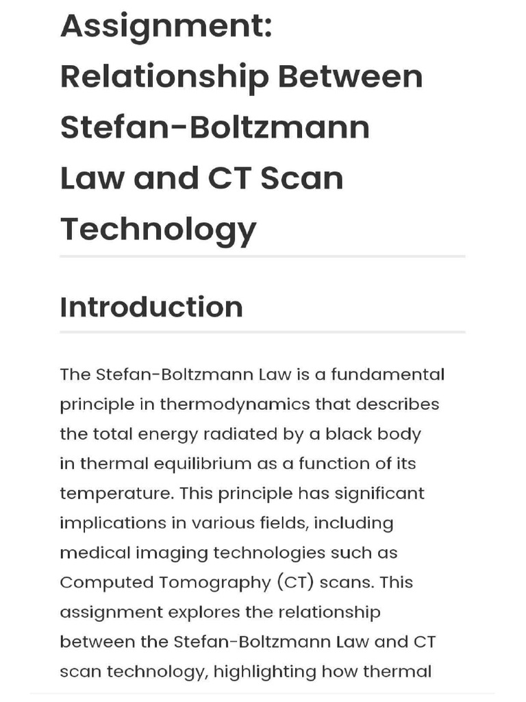 Steafan Boltzmann Law and CT Scan | PDF