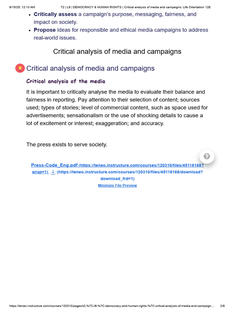 Media Campaigns: Ethics and Impact Analysis | PDF | Violence ...