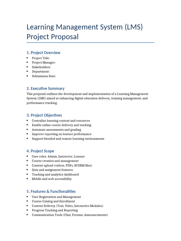 LMS Project Proposal Template | PDF | Information Technology | Computing
