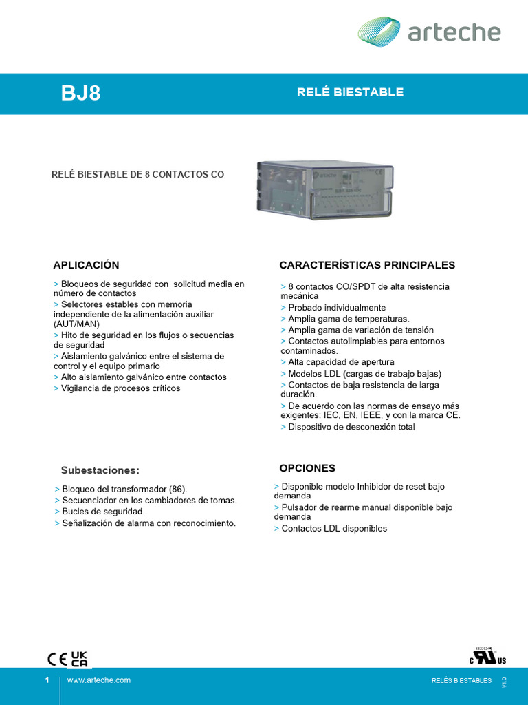 Relé Biestable BJ8 de 8 Contactos | PDF | Relé | Ingenieria Eléctrica