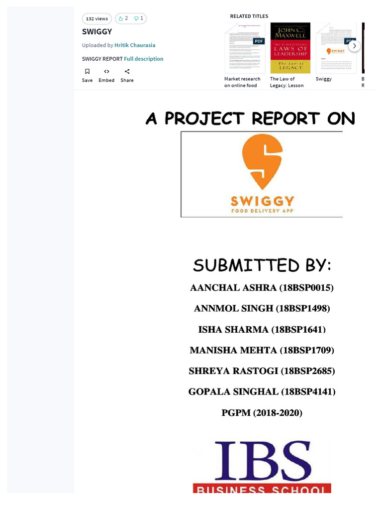 Swiggy Business Model & Market Analysis | PDF | Marketing | Business