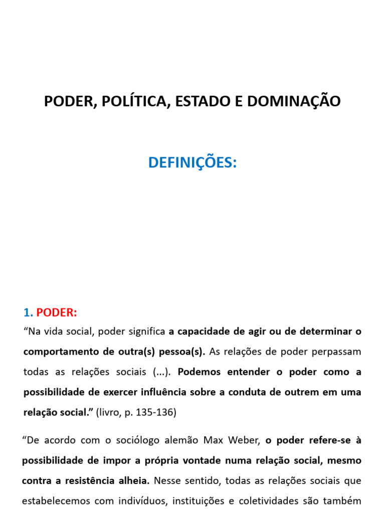 Poder, Política e Dominação no Estado | PDF | Estado | Poder (social e ...