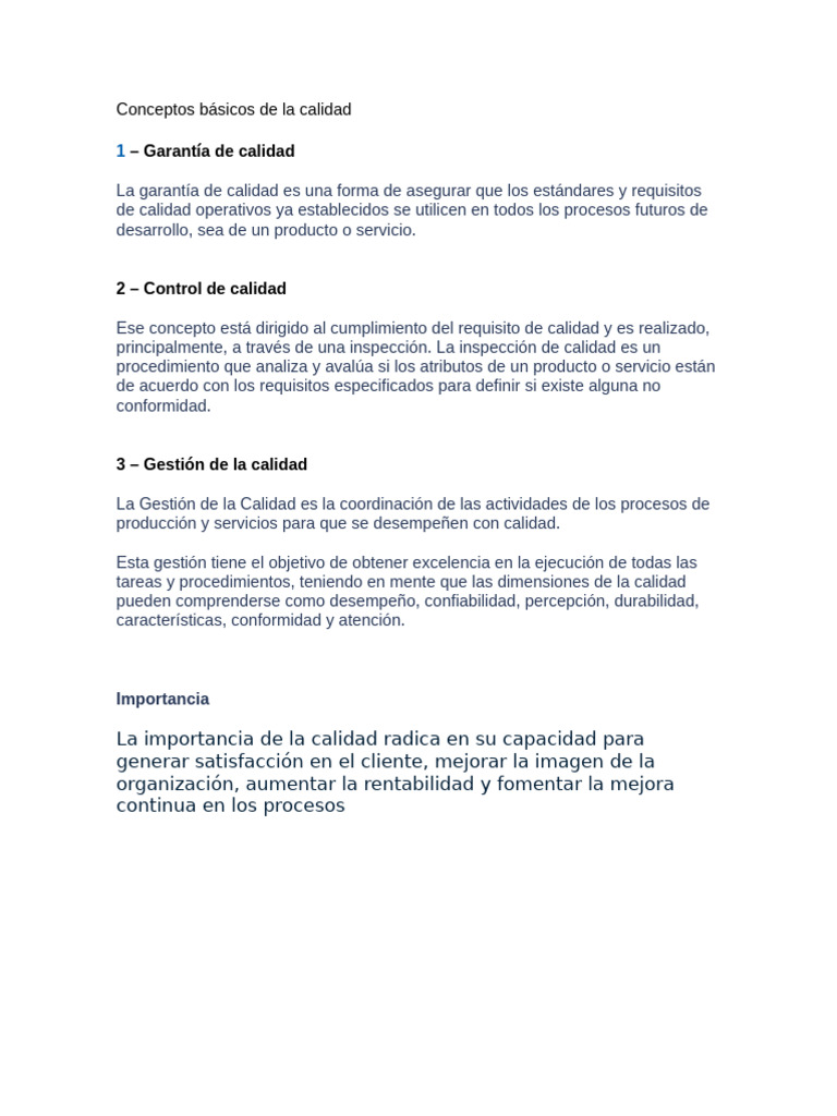 Concepto Basico de La Calidad | PDF