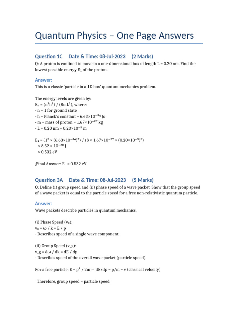 Quantum Physics: Key Concepts Explained | PDF | Waves | Quantum Mechanics