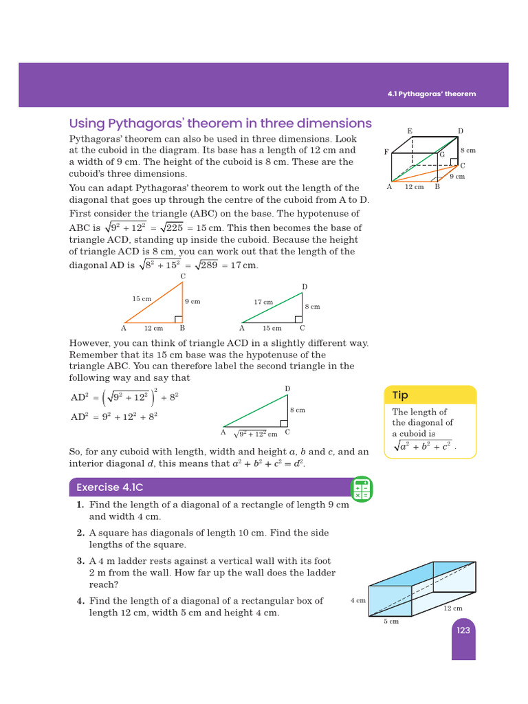 Pythagorean Theorem in 3D Geometry | PDF | Length | Trigonometry