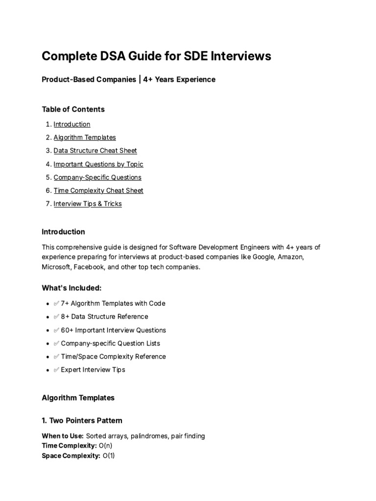 DSA Complete Guide SDE Interview | PDF | Discrete Mathematics | Algorithms And Data Structures