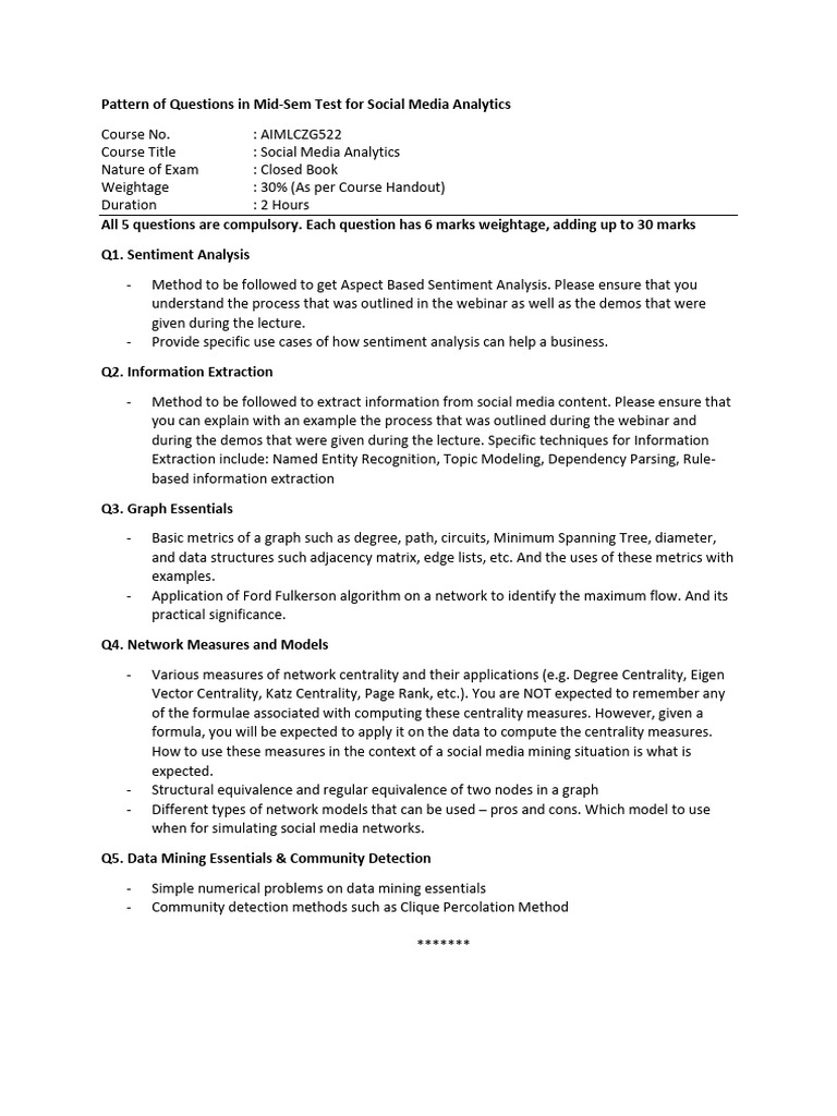 Pattern of Mid Sem 1 Exam | PDF
