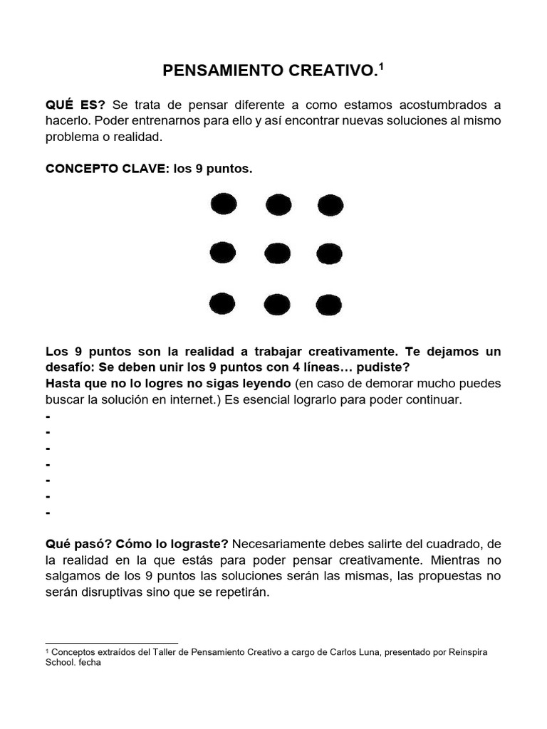 Pensamiento Creativo Conceptos | PDF | Pensamiento | Cognición