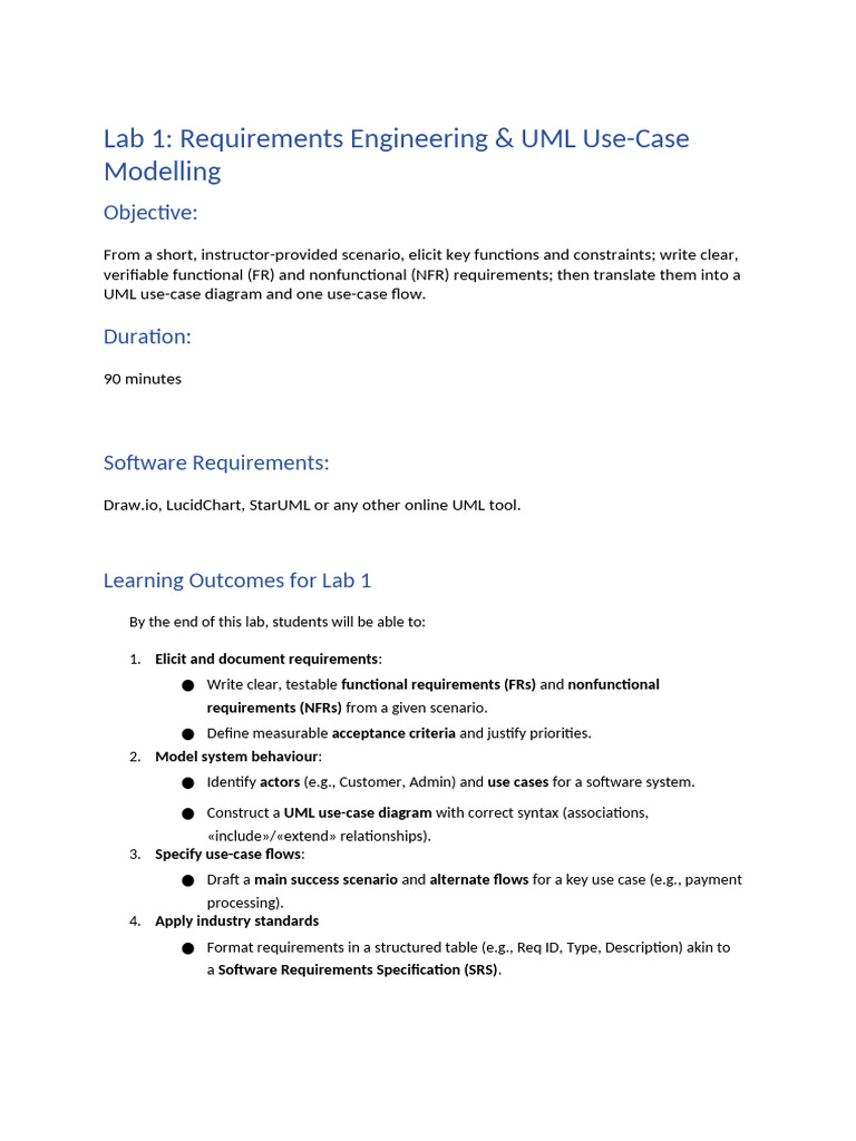 UML Use-Case Modelling for Requirements Lab | PDF | Use Case | Unified ...