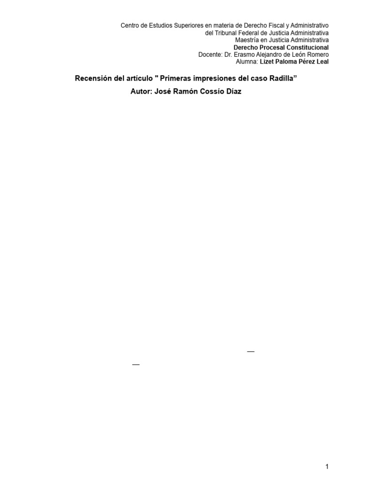Recension - Primeras Impresiones Del Caso Radilla. LPPL | PDF | México ...