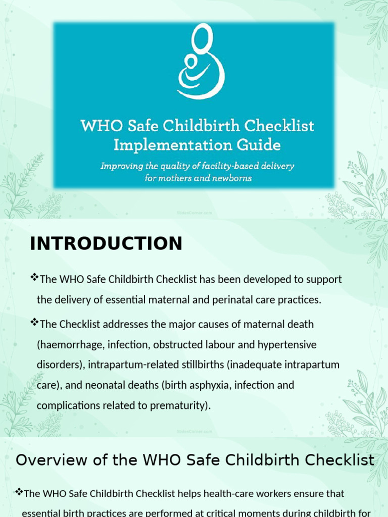 WHO Safe Childbirth Checklist Guide | PDF | Childbirth | Public Health