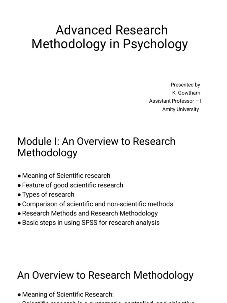 Advanced Research Methodology Overview | PDF | Methodology | Scientific ...
