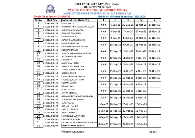 Proctor Cycle Plan 25 Batch C Group d1 | PDF