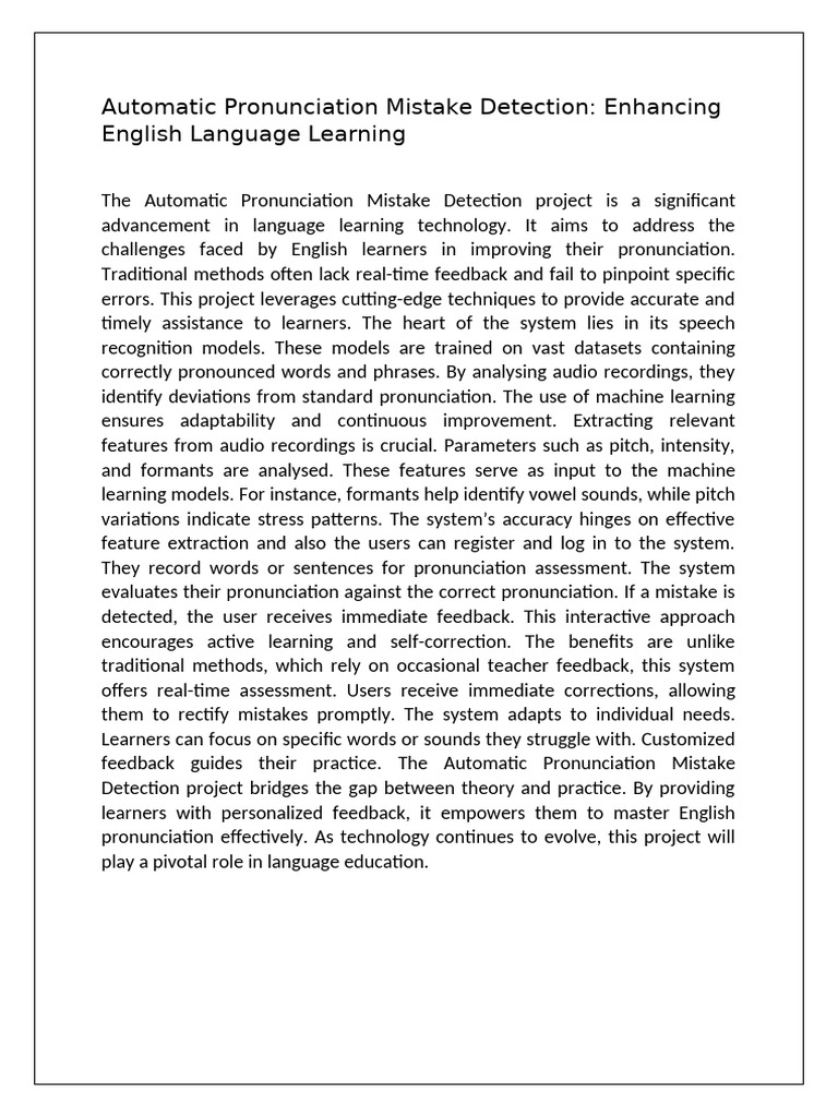Automatic Pronunciation Error Detection | PDF