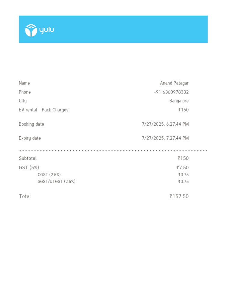 Miracle EV Rental Invoice - July 2025 | PDF