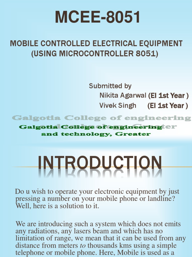 MCEE-8051: Mobile Controlled Electrical Equipment (Using Microcontroller 8051) | PDF | Rectifier ...