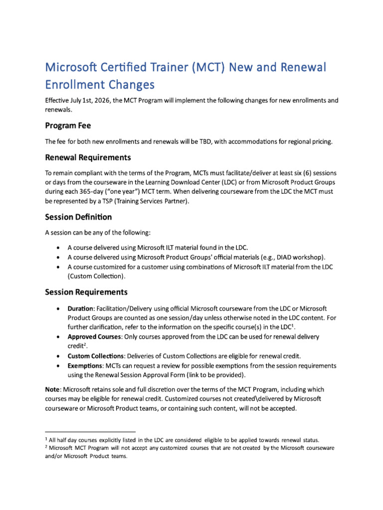 MCT Renewal Requirements FY26 | PDF