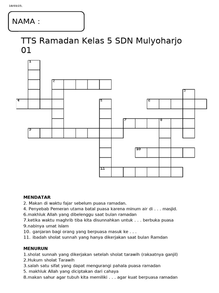 TTS Ramadan Kelas 5 SDN Mulyoharjo | PDF