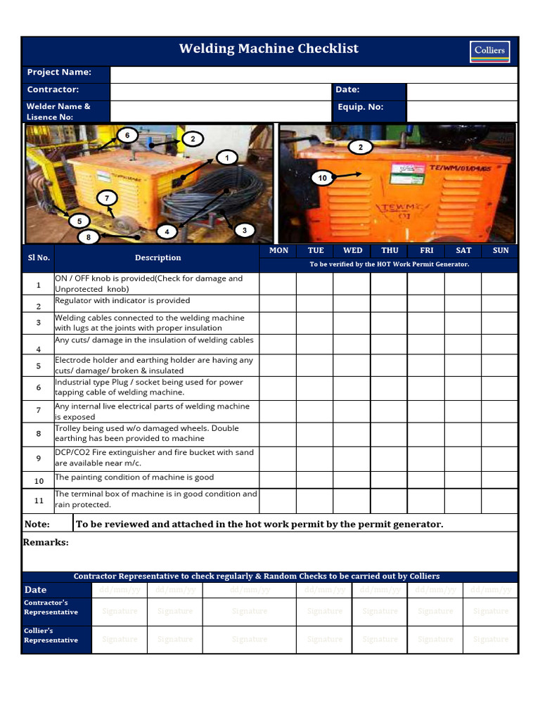 Welding Machine Safety Checklist | PDF