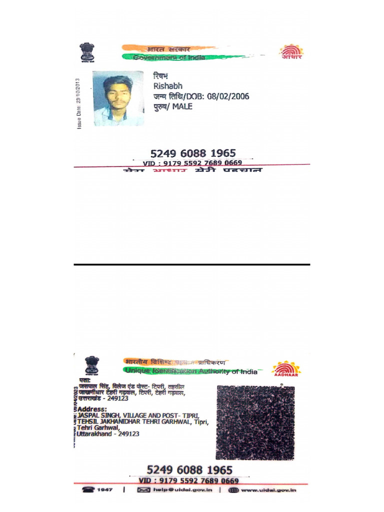 Adhar Card (Rishabh) | PDF