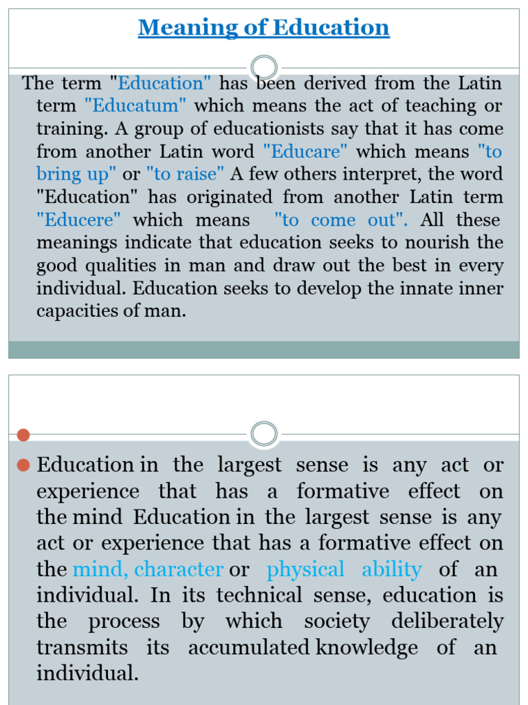 Meaning and Concepts of Education | PDF | Knowledge | Experience