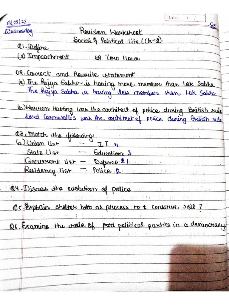 Social Science Revision Worksheet - 1,2 | PDF